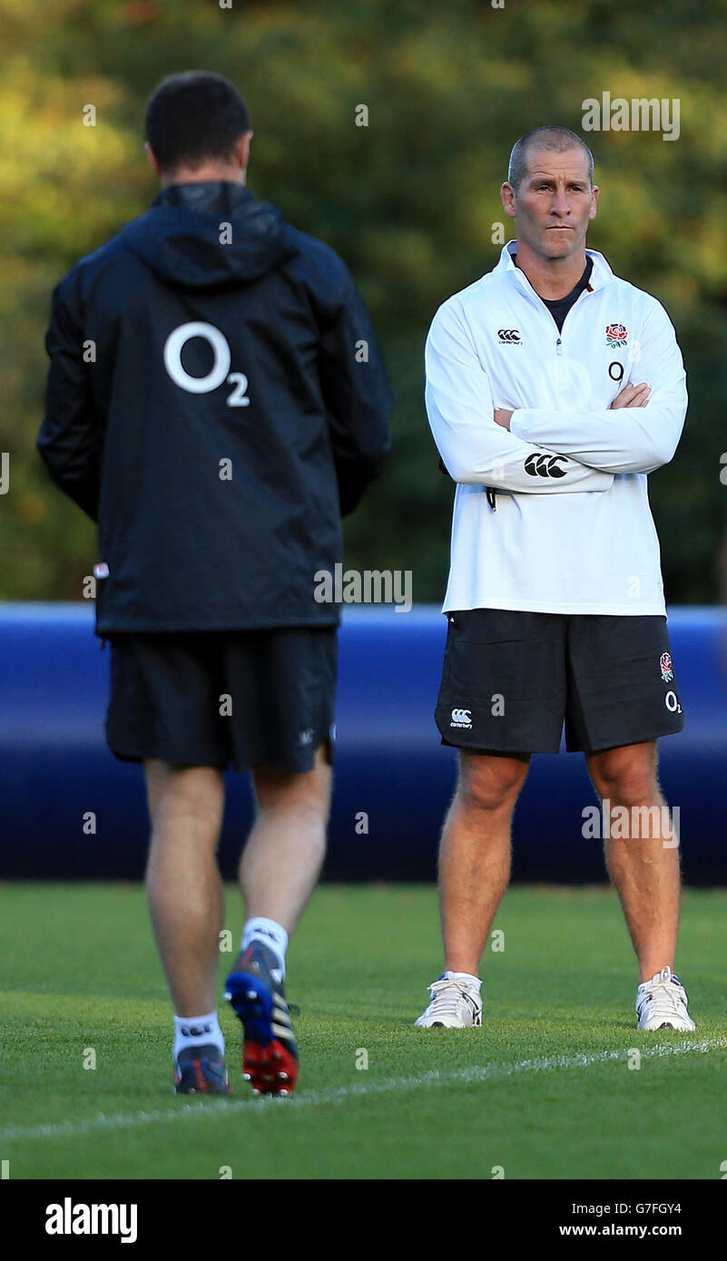 England coach Stuart Lancaster during a training session at Pennyhill ...