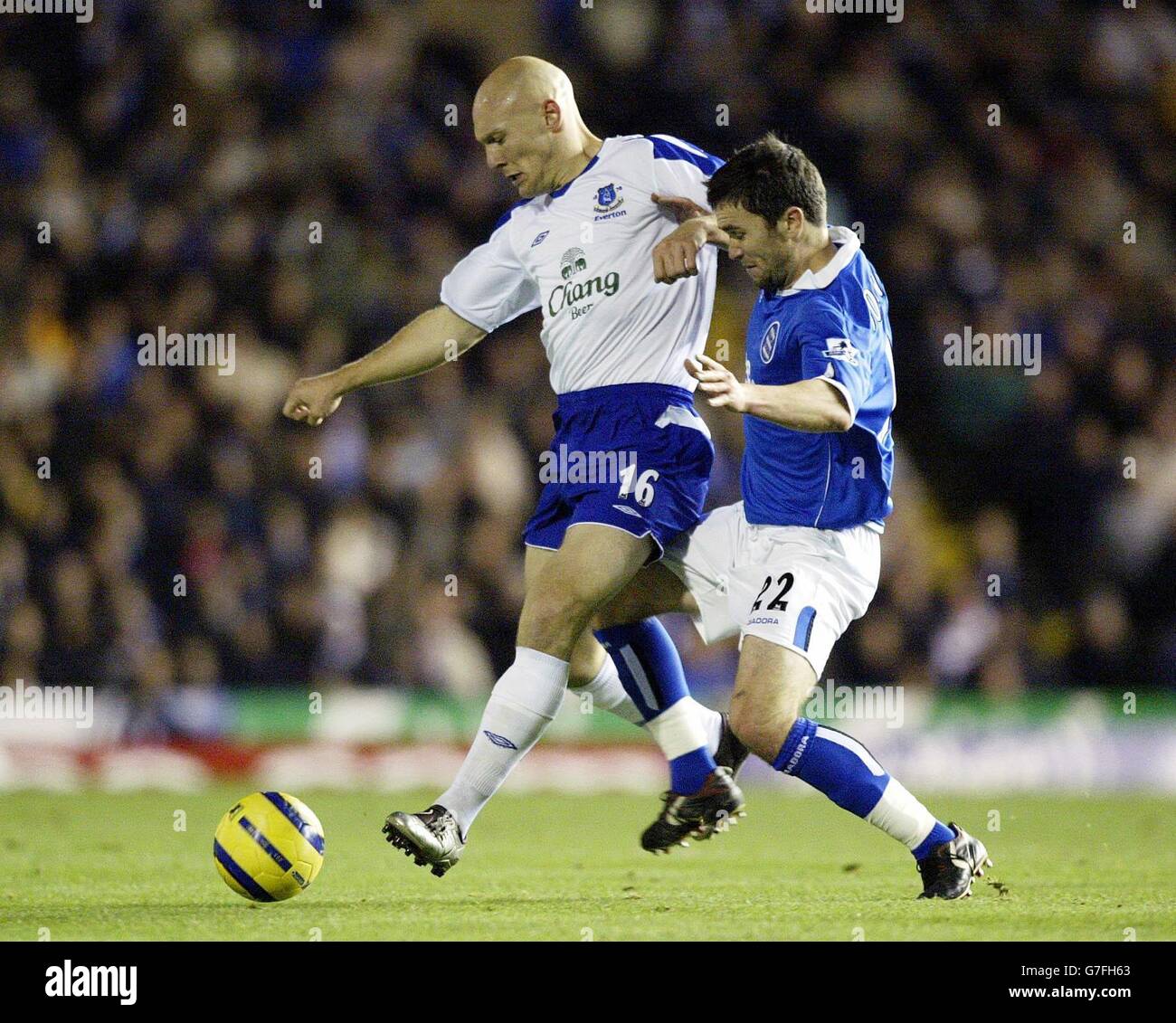 Birmingham City's Damien Johnson (right) tussles for the ball against ...