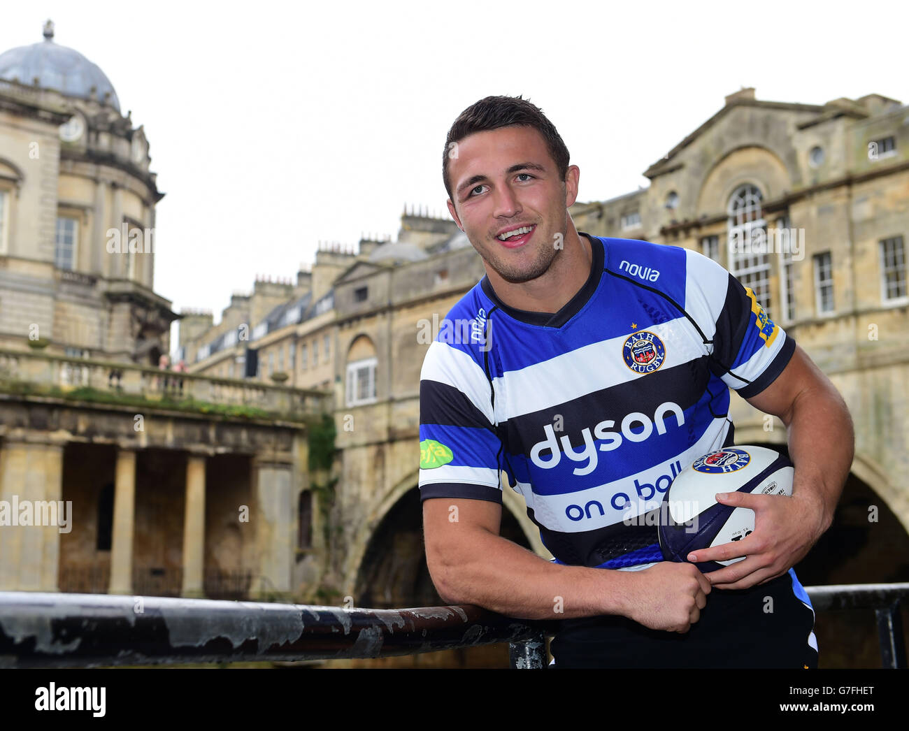 Bath's new signing Sam Burgess poses for a photograph after a press ...