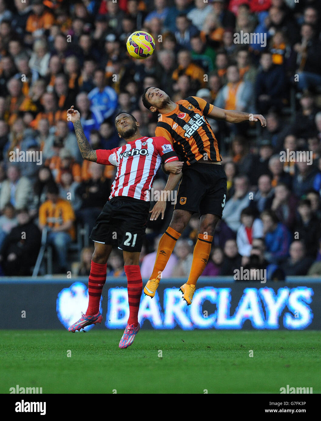 Southampton's Ryan Bertrand (left) and Hull City's Hatem Ben Arfa in ...