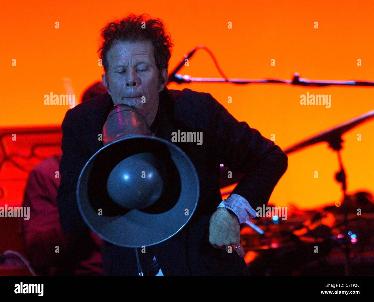 US singer-songwriter Tom Waits performs live on stage at the Carling ...