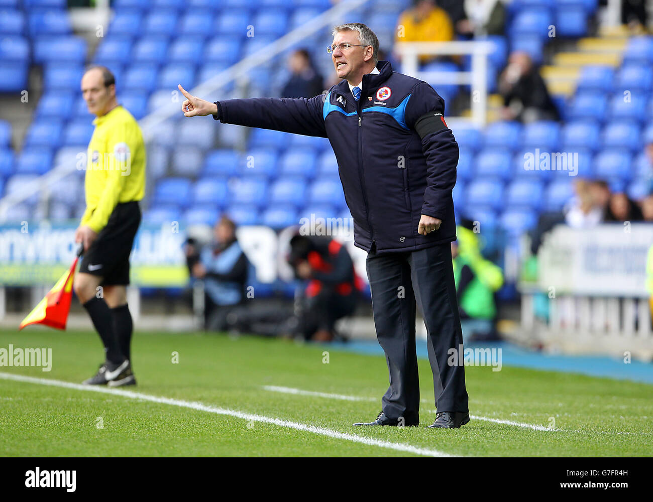 Reading manager Nigel Adkins gives instructions from the touchline ...
