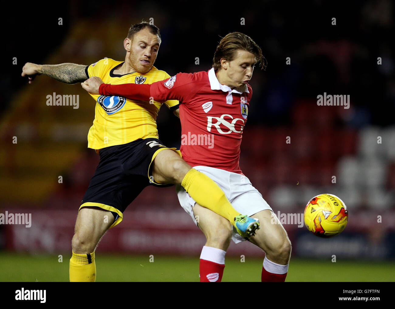 Bristol City's Luke Freeman and AFC Wimbledon's Barry Fuller Stock ...