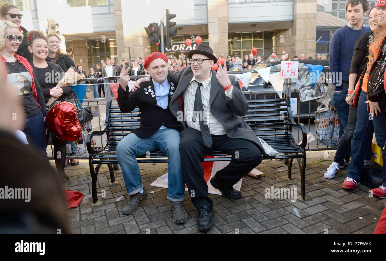 Fans Mark Adams (left) and Lawrence Harman (right) dress as characters ...