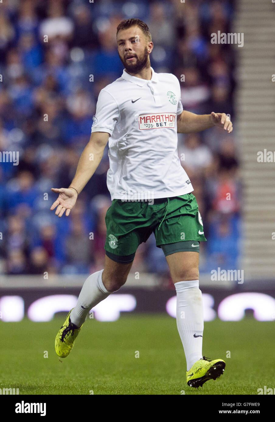 Hibernian jordan forster scottish championship match ibrox stadium hi ...