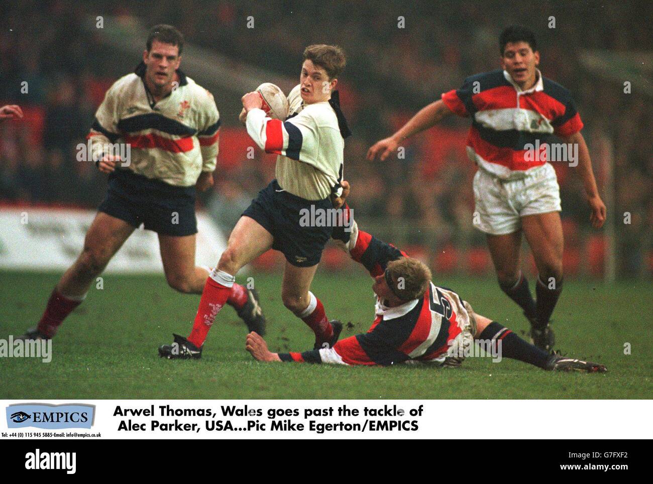 Arwel Thomas, Wales goes past the tackle of Alec Parker, USA Stock ...