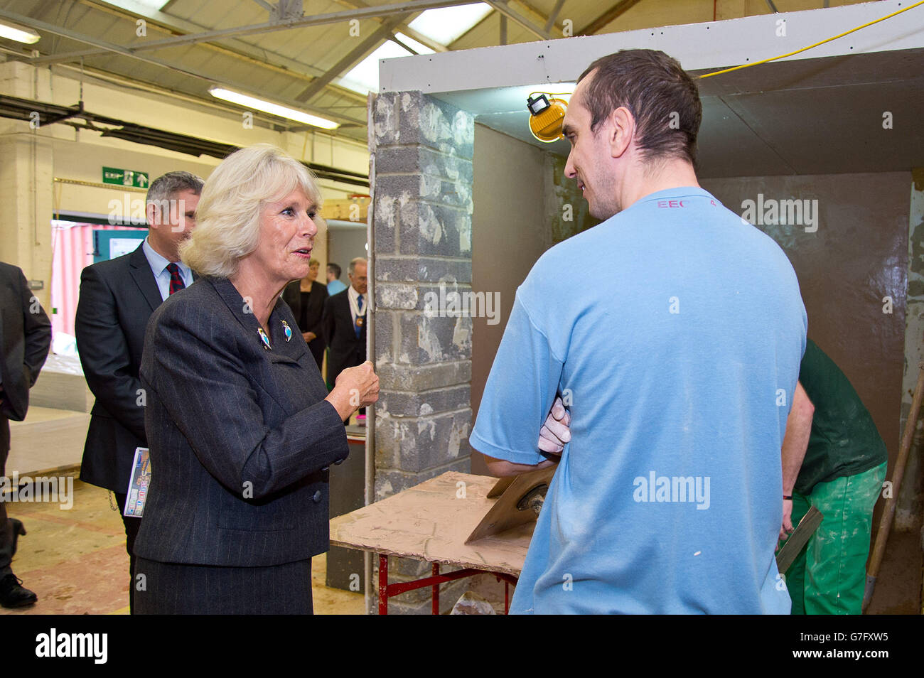 The Duchess Of Cornwall meets prisoners in the workshop during an ...