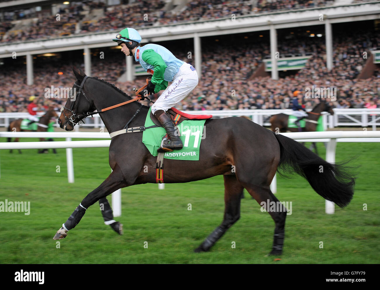 Jockey Brendan Powell goes to post on Present View before the Paddy ...