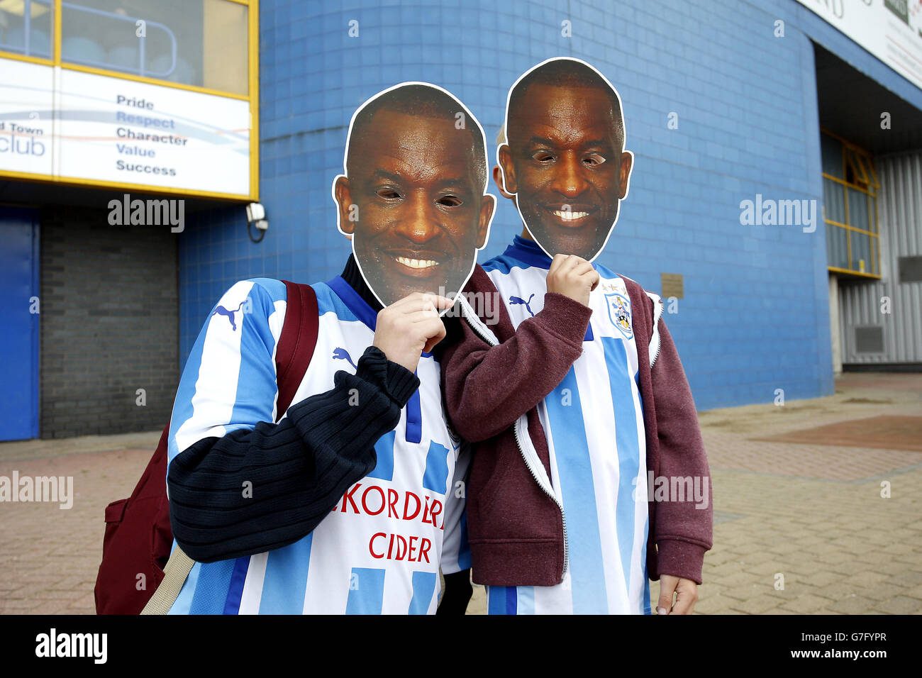 Huddersfield town fans with chris powell face masks hi-res stock ...
