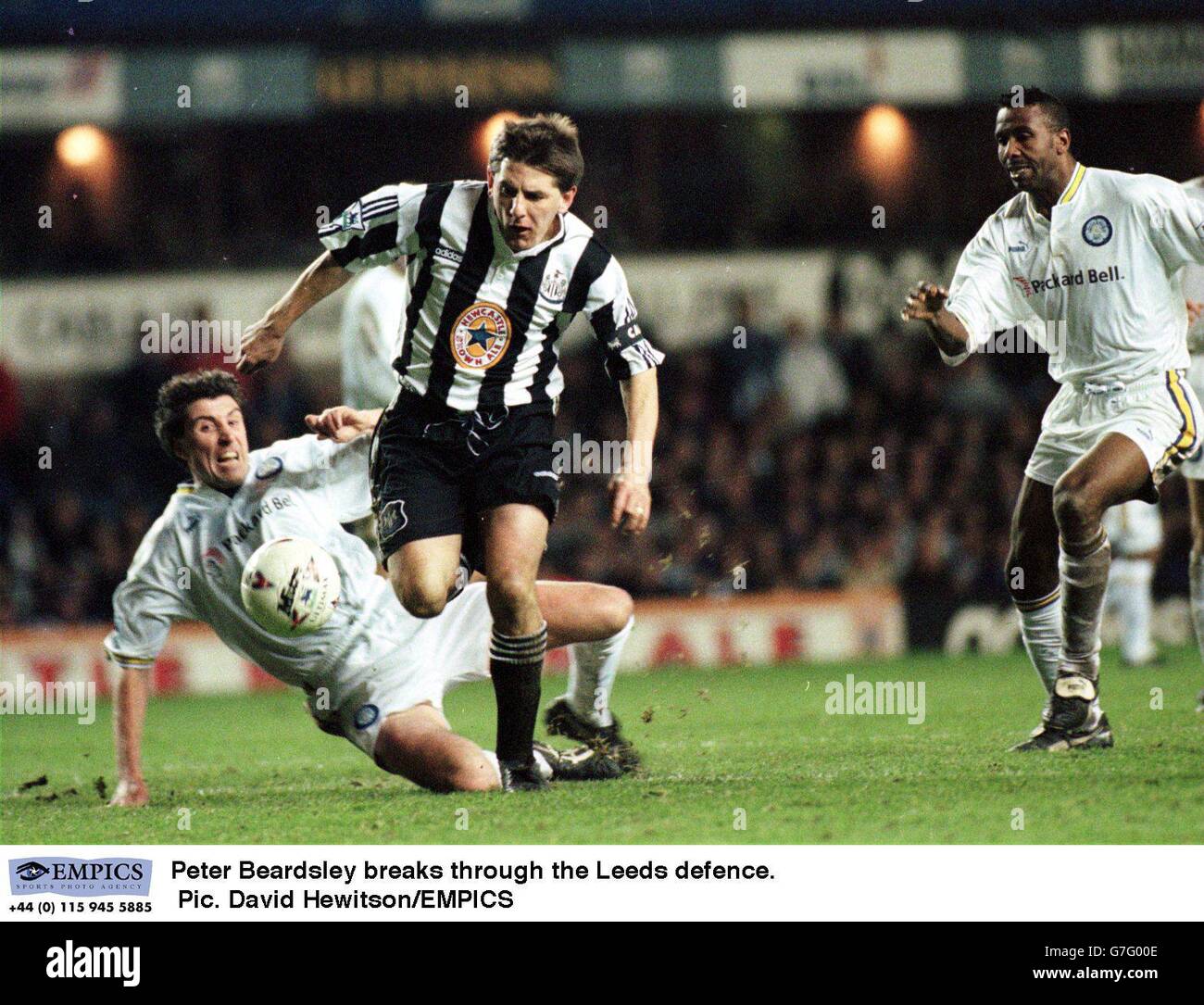 Peter beardsley breaks through the leeds defence hi-res stock ...