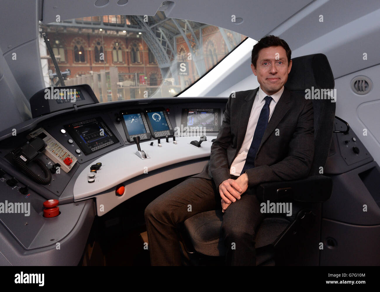 Chief Executive of Eurostar, Nicolas Petrovic in the cab of the newly ...