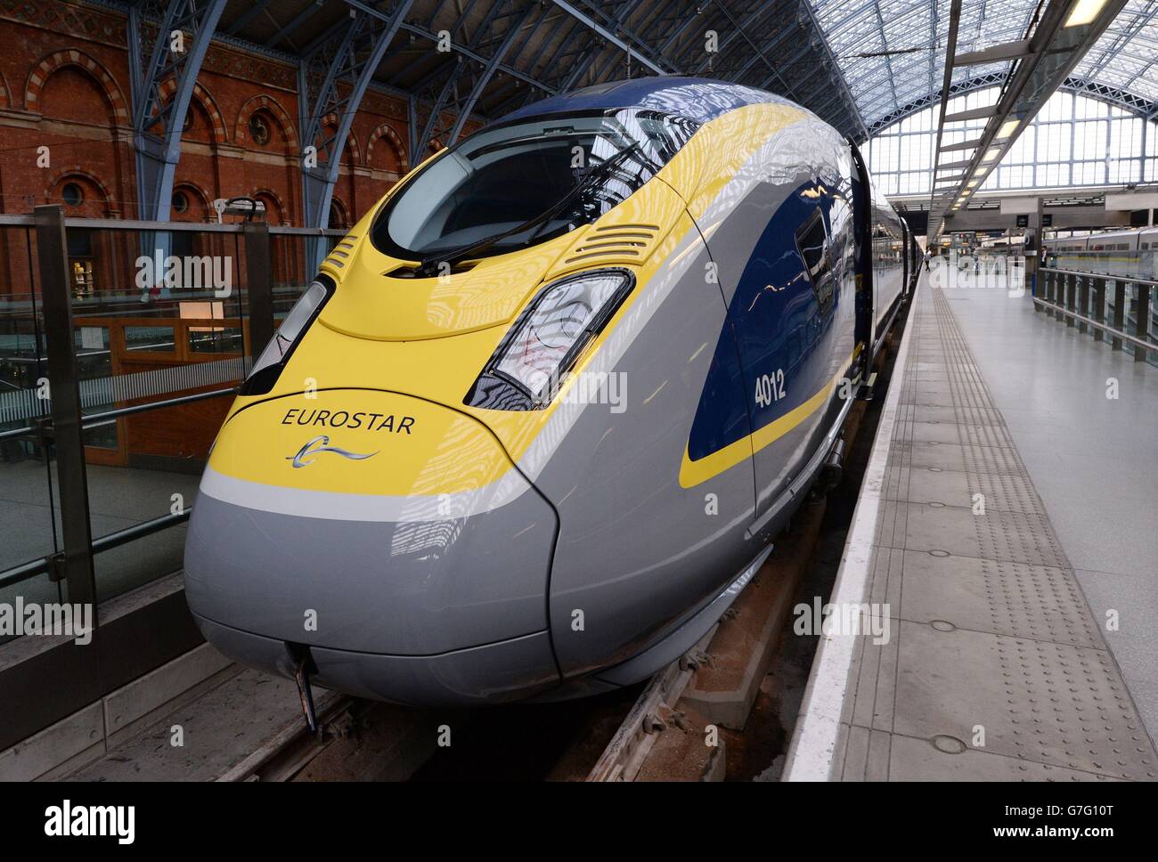 The Eurostar e320 train which was launched at St Pancras International ...