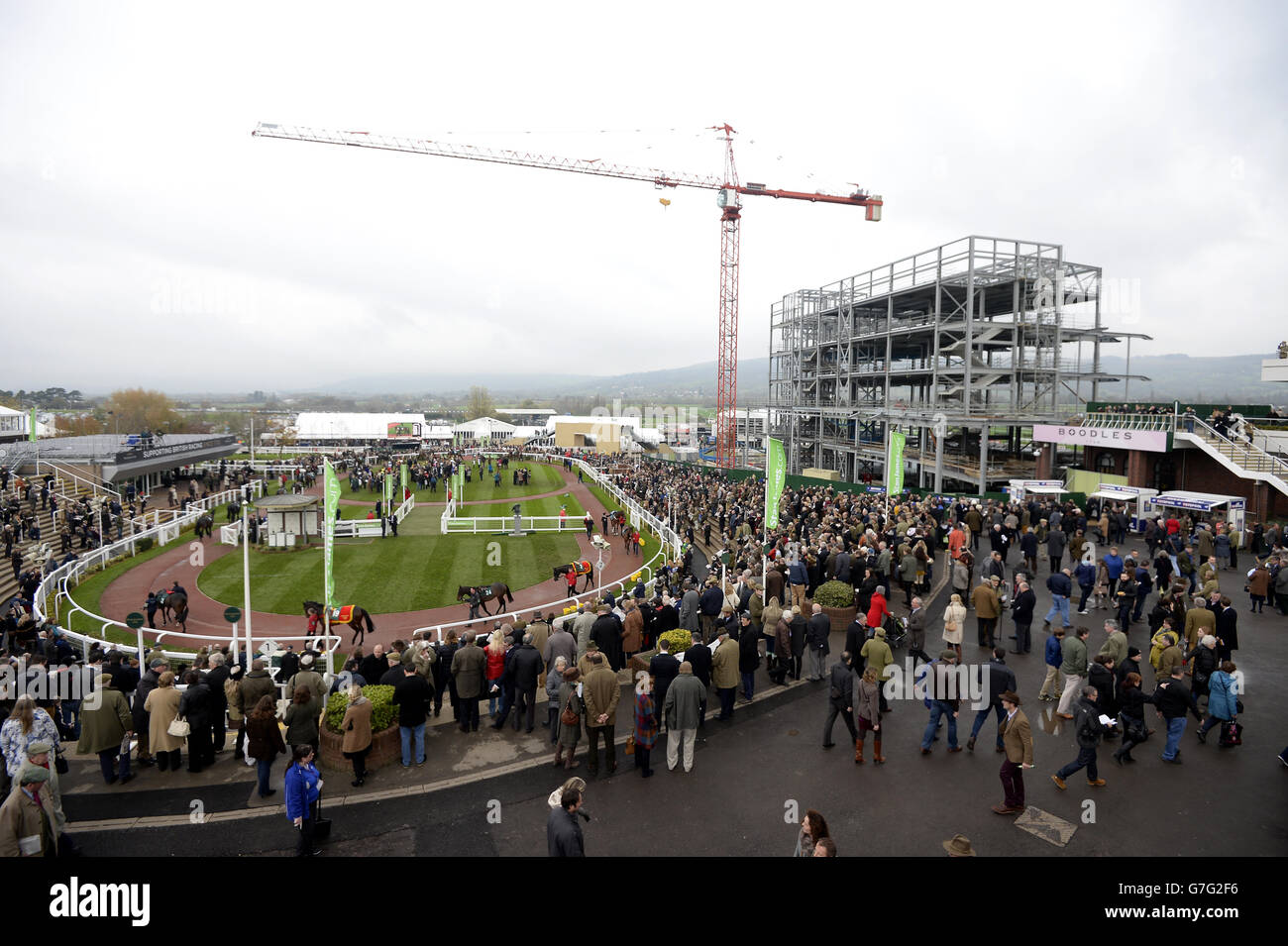 Racegoers around the parade ring at Cheltenham Racecourse Stock Photo ...