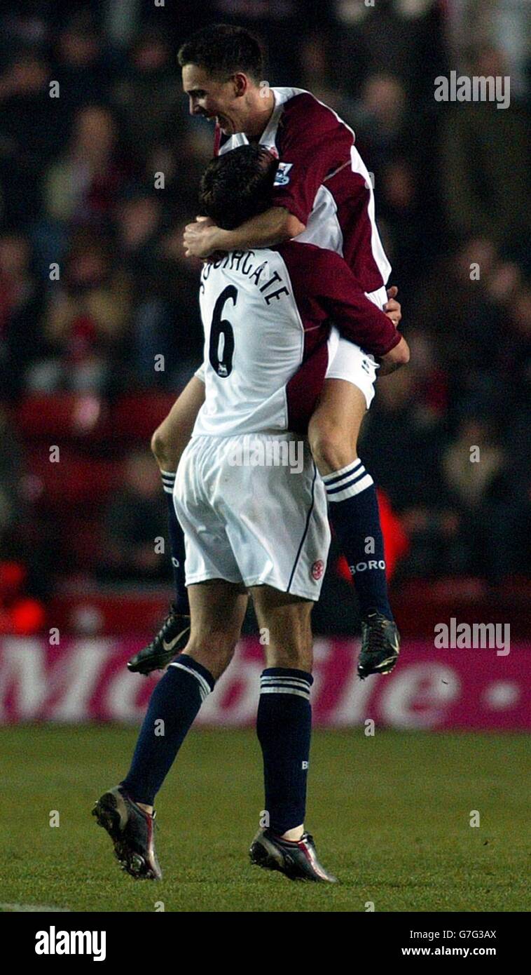 Gareth Southgate and Stewart Downing of Middlesbrough FC celebrate ...