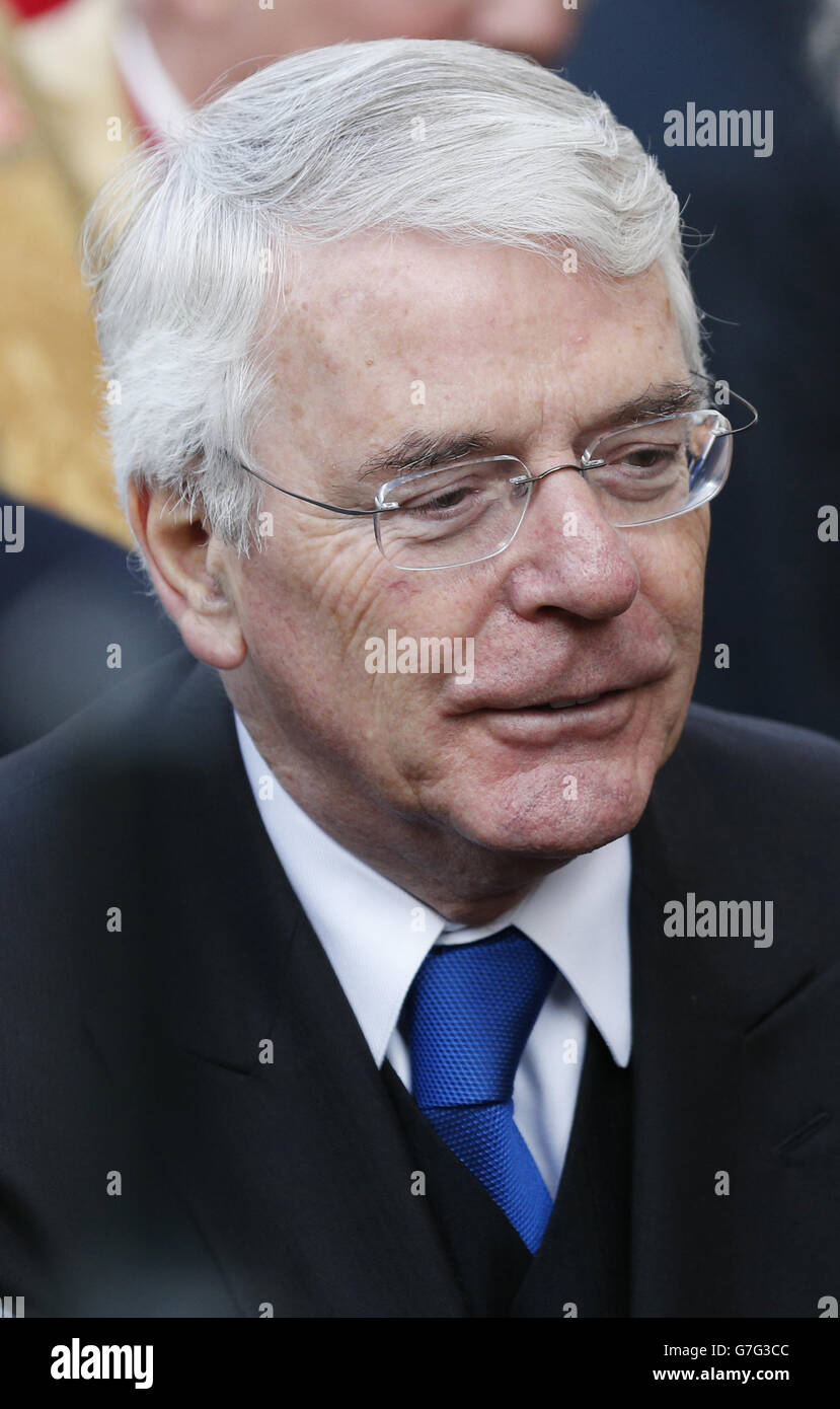 Sir John Major leaves a service of Thanksgiving for the Life and Work ...