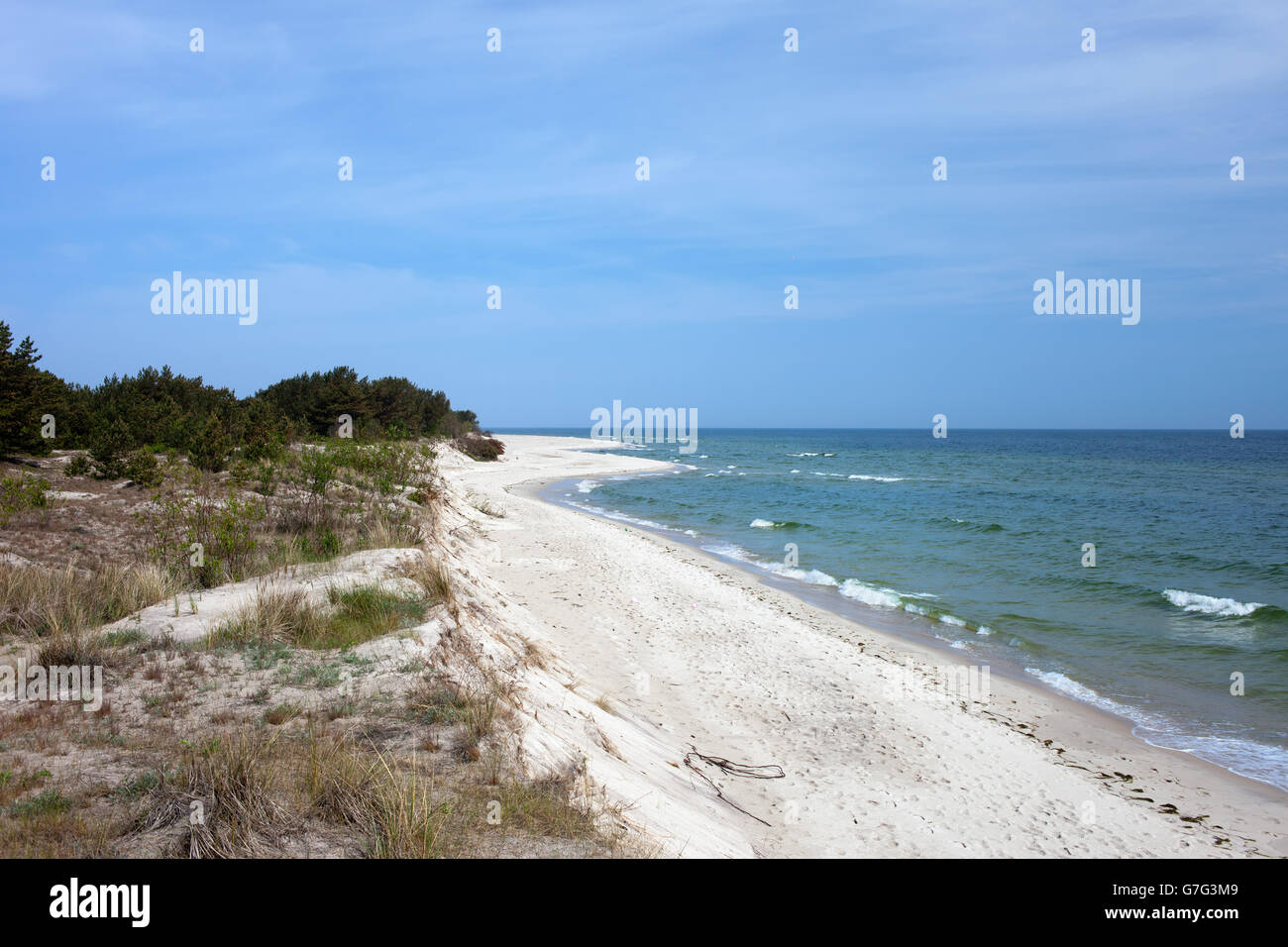 Hel Peninsula (Polish: Półwysep Helski), white sand beach at the Baltic ...
