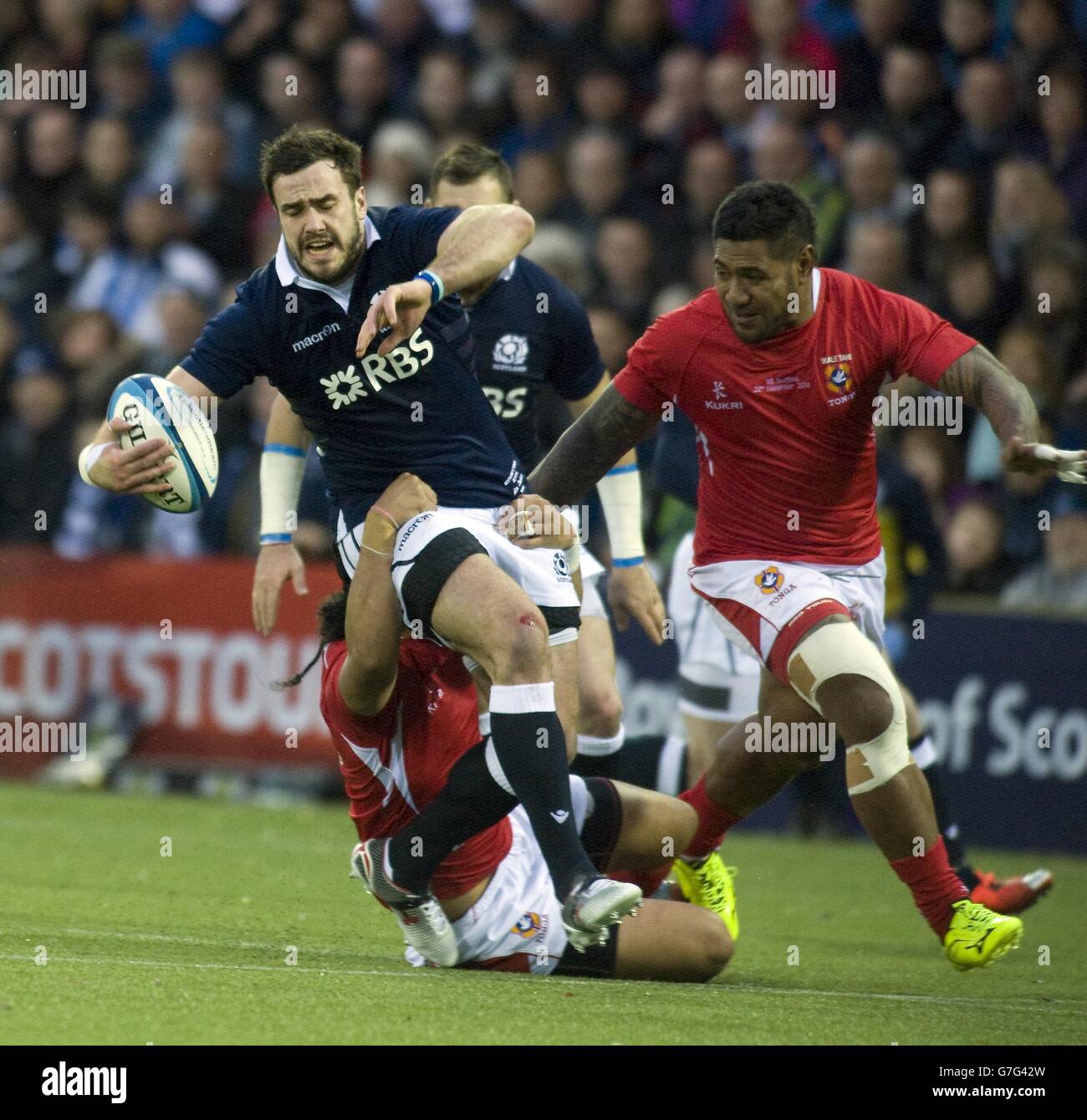 Scotlans alex dunbar gets tackled viagogo autumn test rugby park hi-res ...