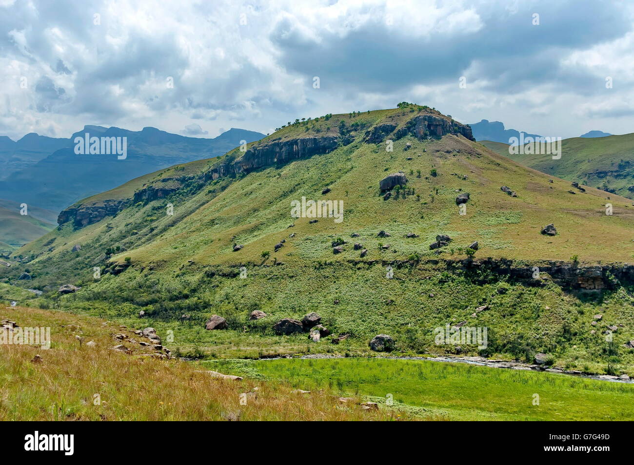 The Bushmans River valley in Giants Castle KwaZulu-Natal nature reserve ...