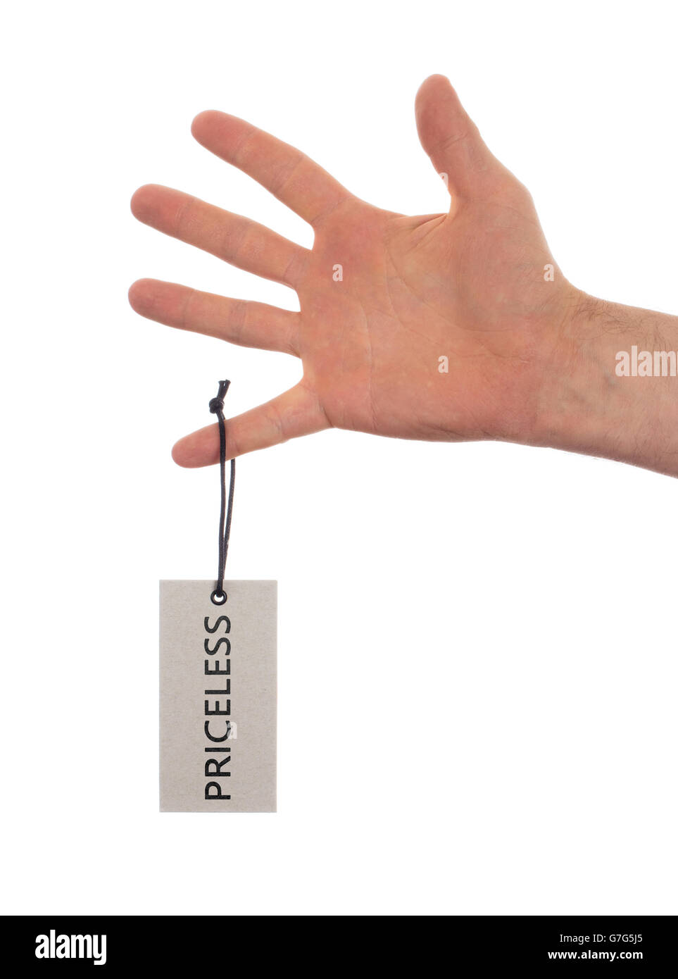 Tag tied with string, price tag - Priceless (isolated on white Stock ...