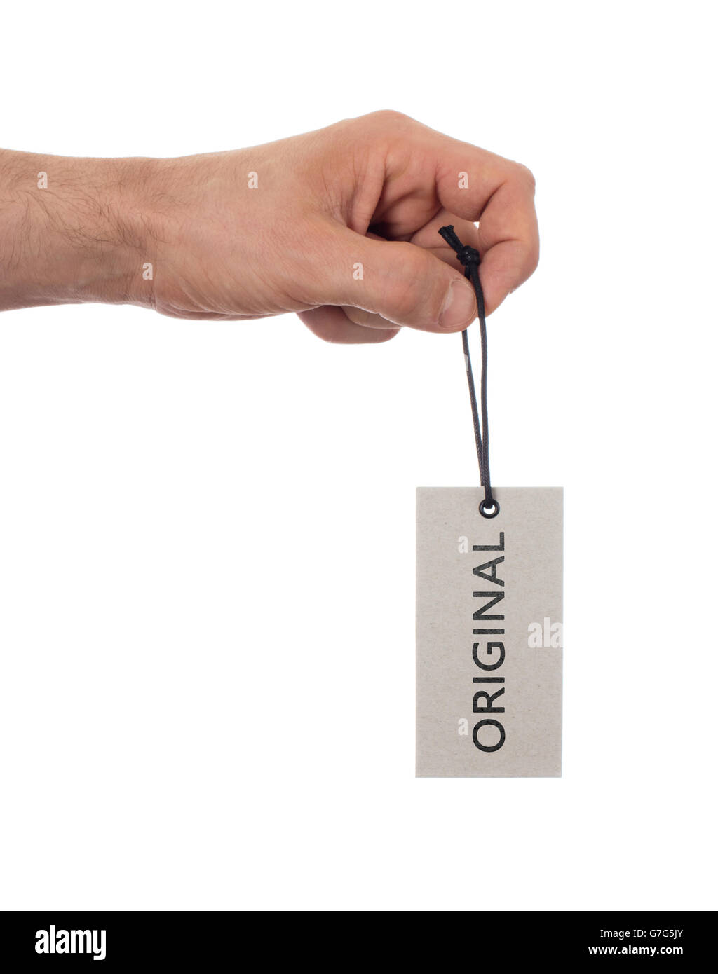 Tag tied with string, price tag - Original (isolated on white Stock ...