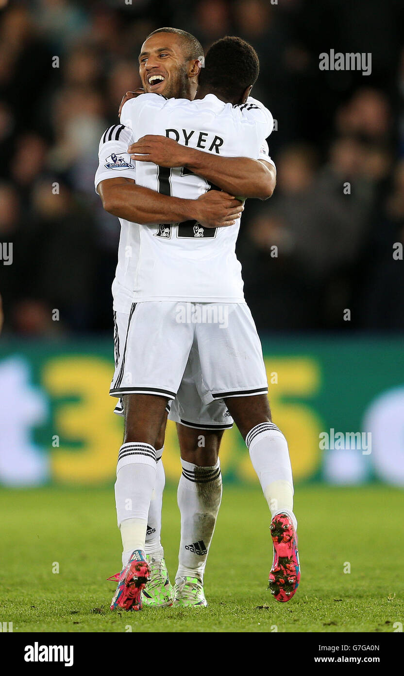 Swansea City's Wayne Routledge celebrates scoring their second goal ...