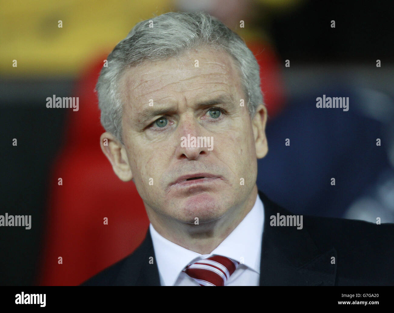 Stoke city manager mark hughes the game against manchester city hi-res ...