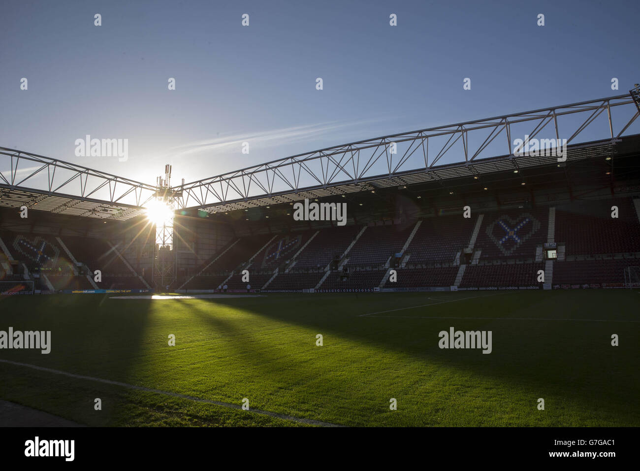 A general view of Tynecastle Stadium, home of Heart of Midlothian Stock ...