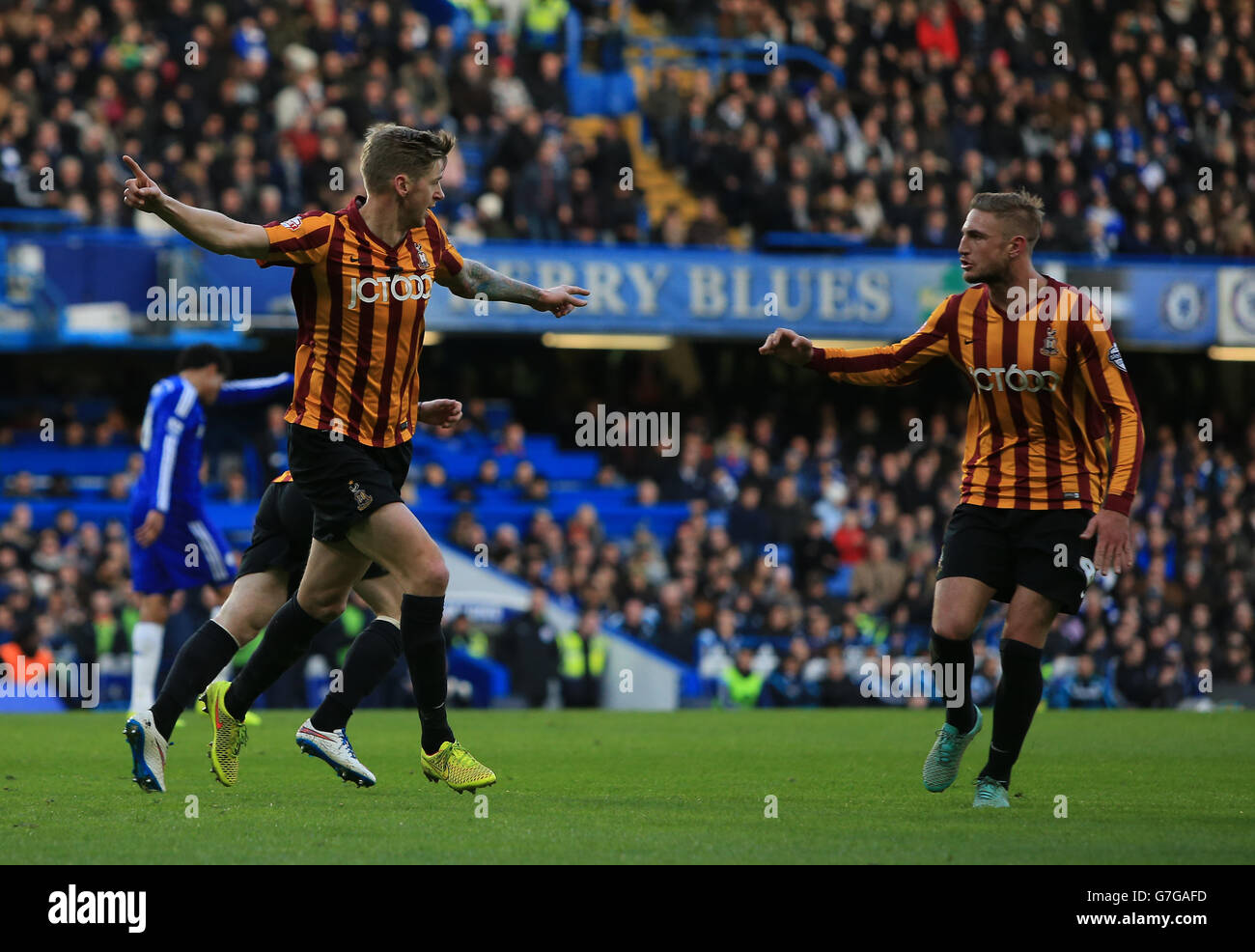 Bradford City's Jonathan Stead (left) celebrates scoring his sides ...