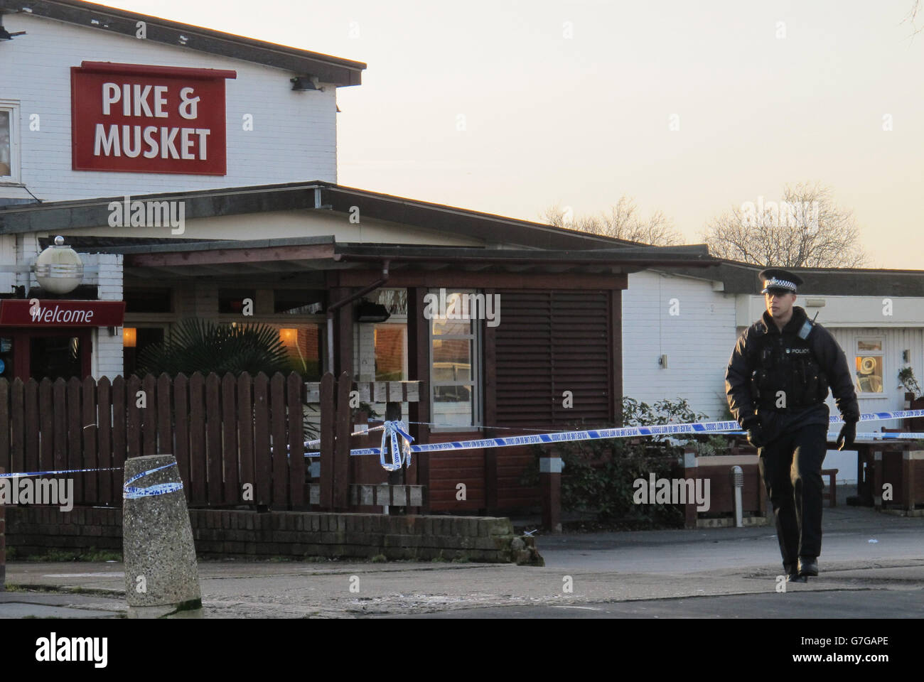 Police activity near the pike and musket in tuffley hi-res stock ...