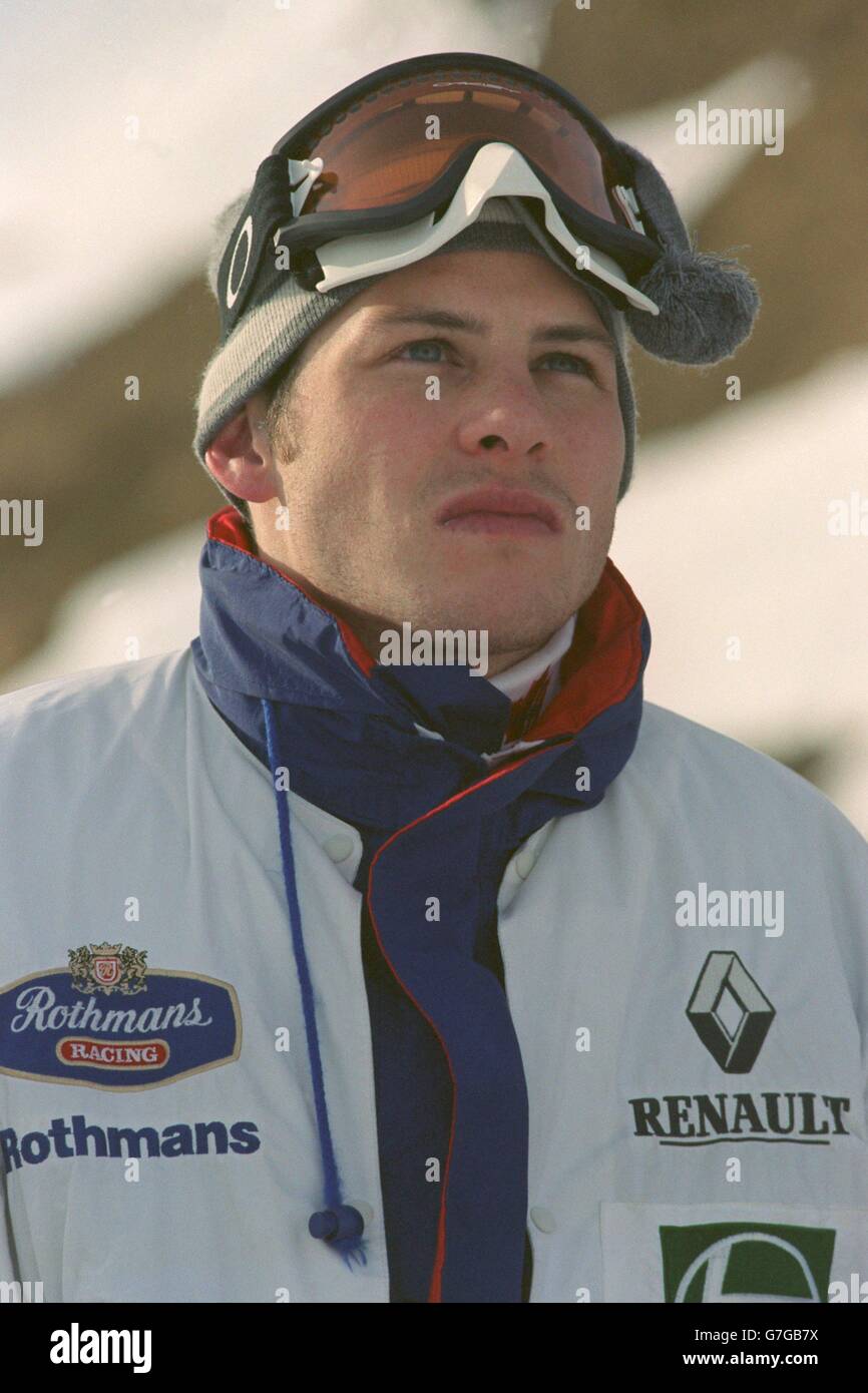 Motor Racing Skiing. Formula One Racing driver Jacques Villeneuve ...