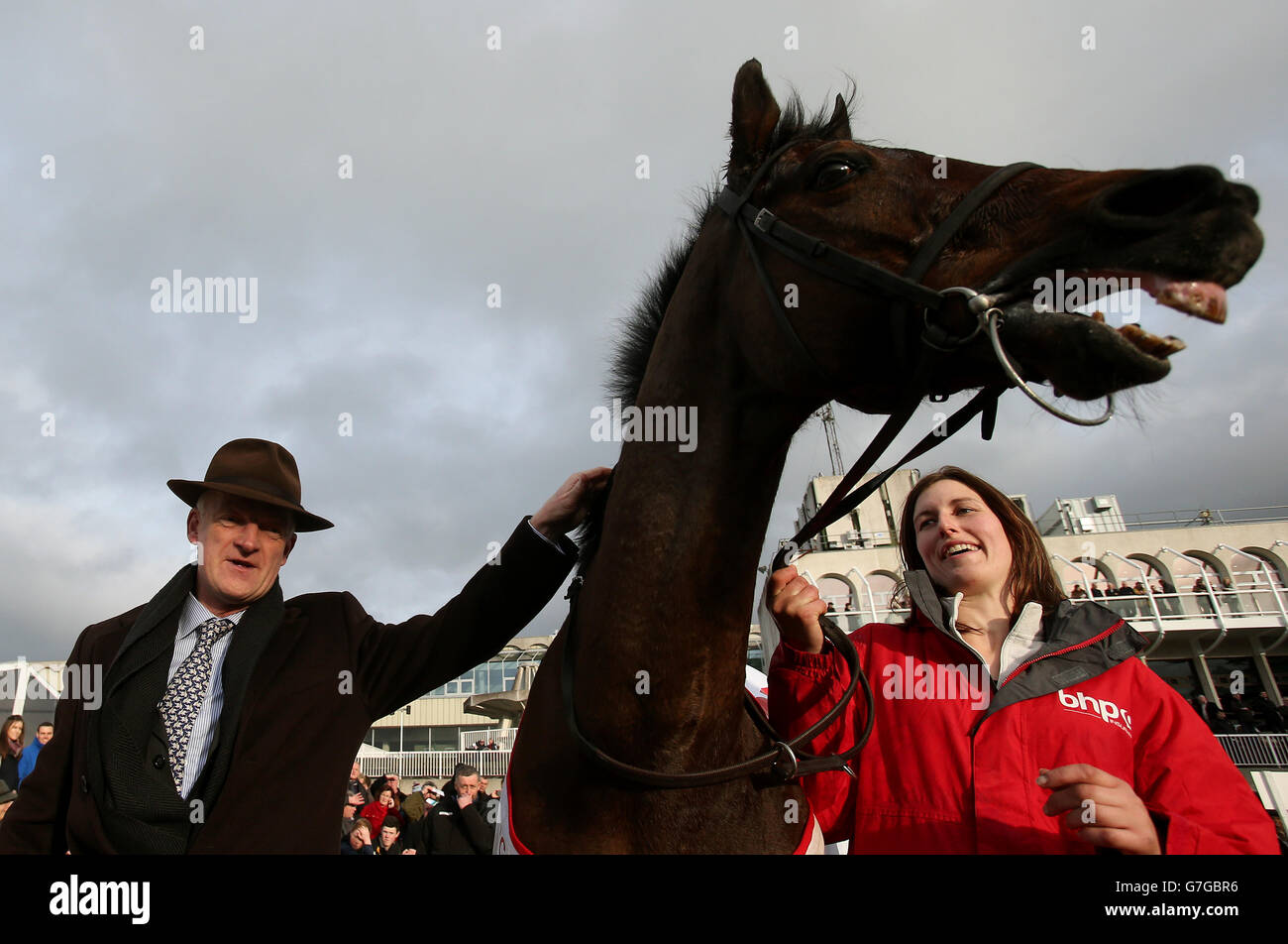 Winning trainer Hurricane Fly with trainer Willie Mullins in the parade ...