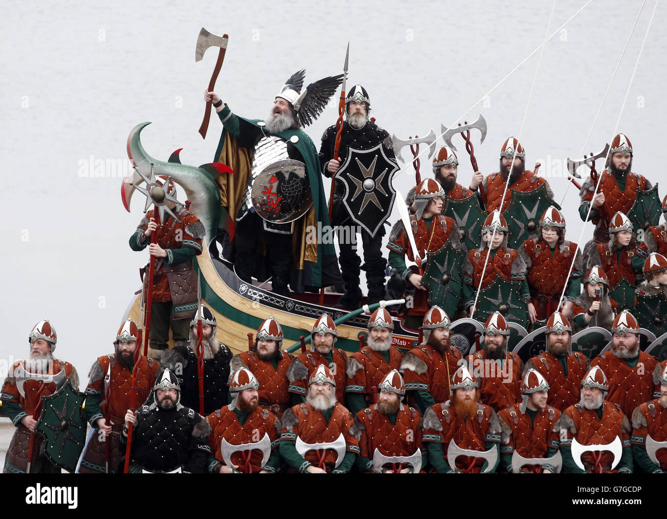 Guizer Jarl Neil Robertson with members of the Jarl Squad dressed in ...