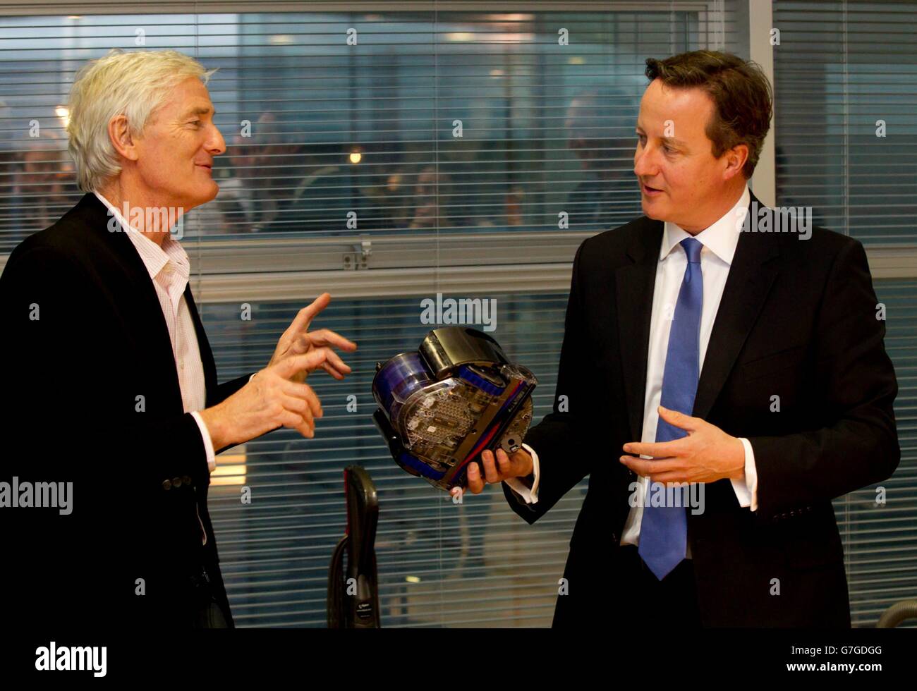 Prime Minister David Cameron (right) at the Dyson Vacuum Factory in ...