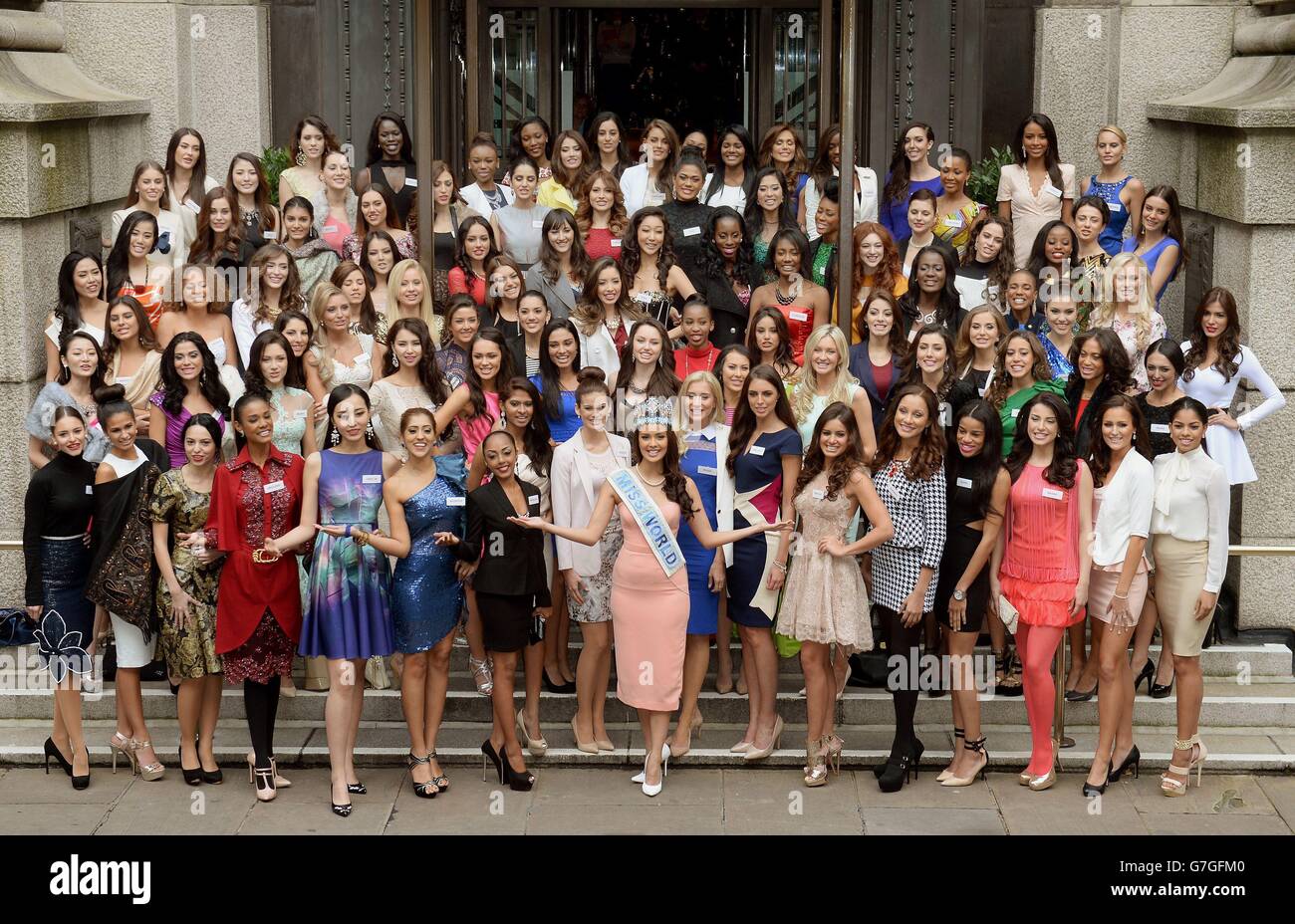 Miss world contestants pose miss world photo call marriot hotel hi-res ...