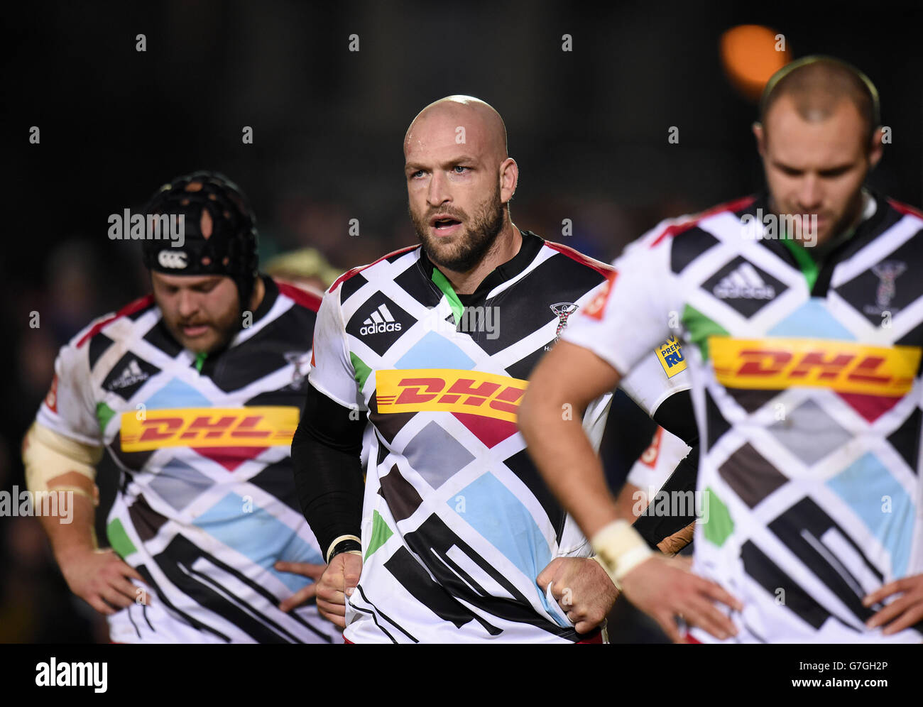 Harlequins' Mark Lambert, George Robson and Ross Chisholm (left to ...