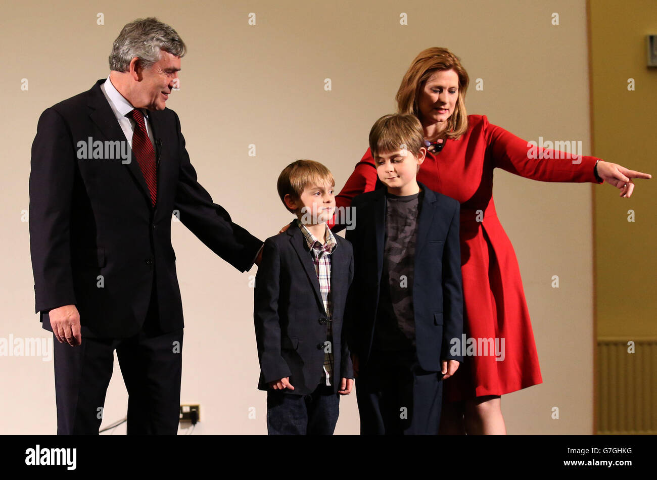 Former Prime Minister Gordon Brown with his family, wife Sarah and ...