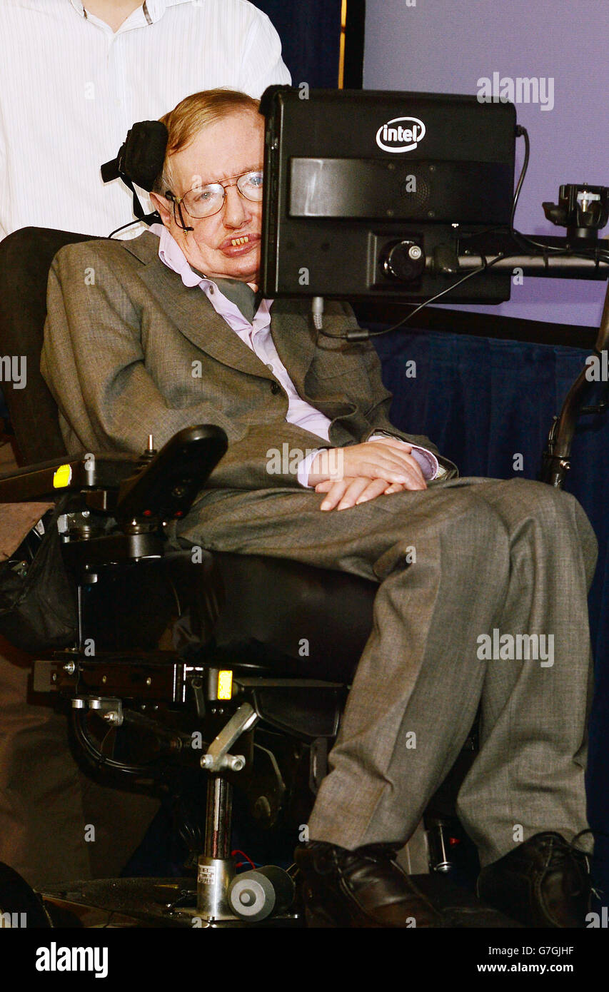 Professor Stephen Hawking using the new Intel eye direction sensor at a ...