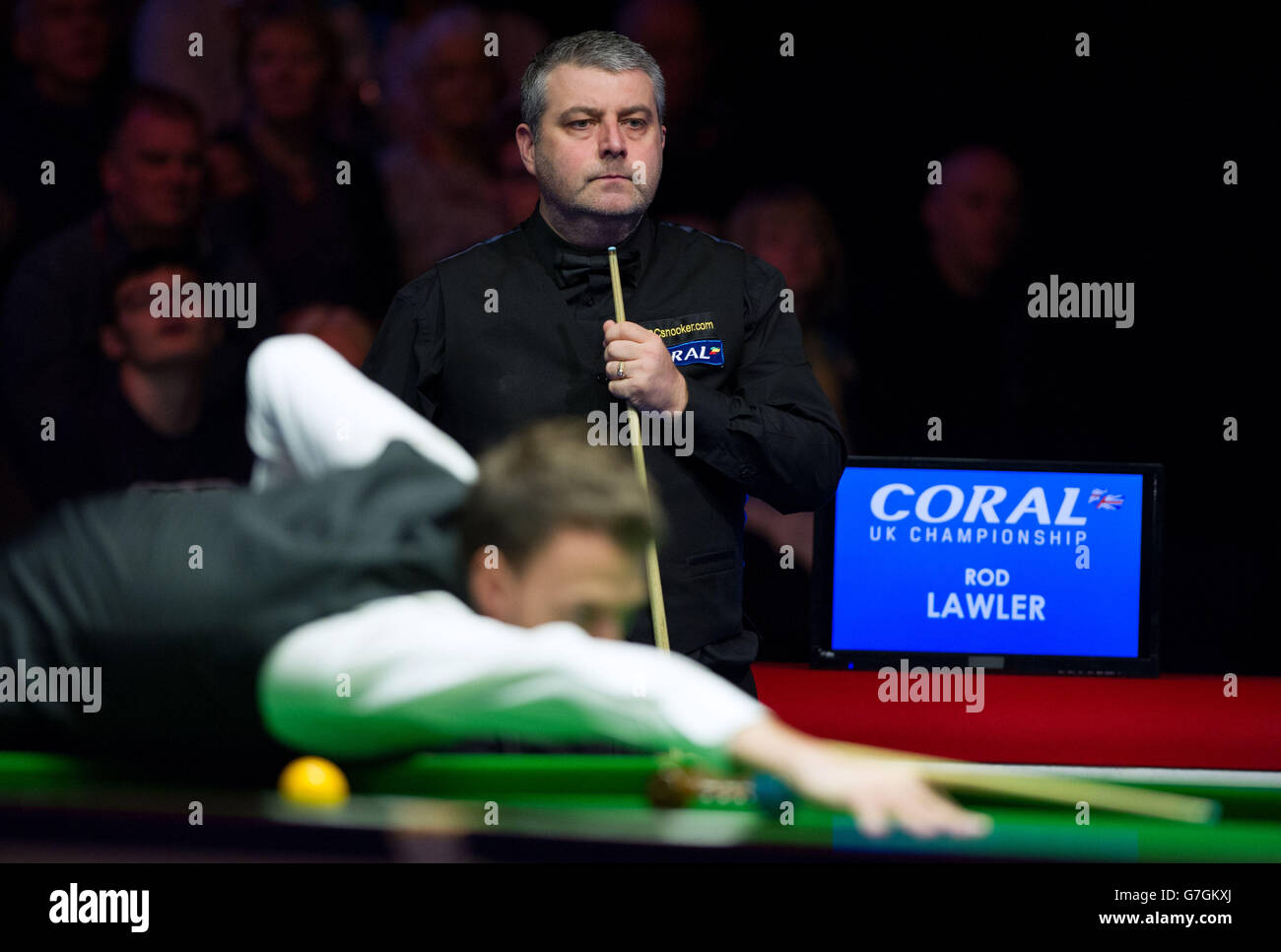 Rod Lawler during his game against Judd Trump during the 2014 Coral UK ...