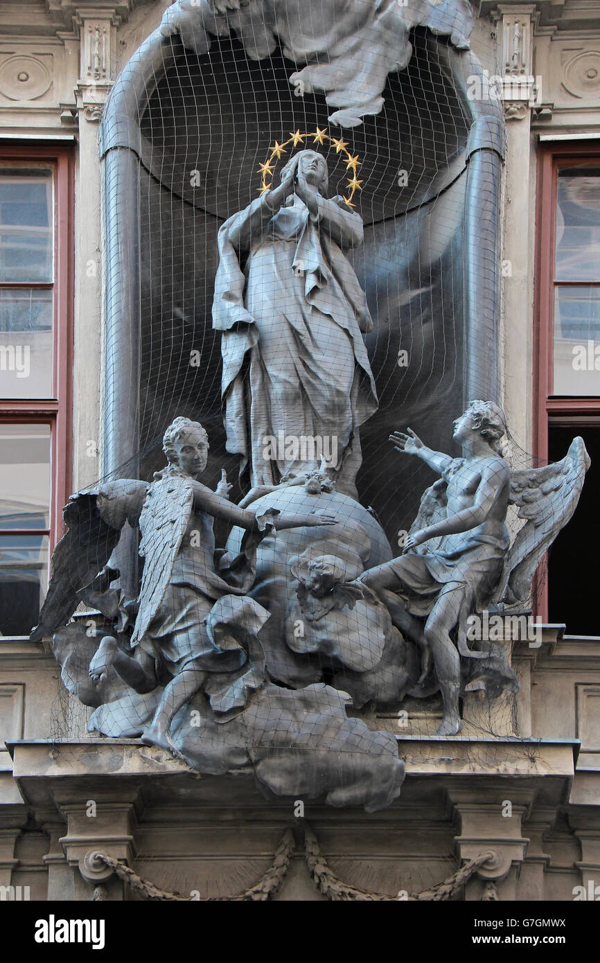 Sculptured group representing the Virgin Mary and two angels on the ...