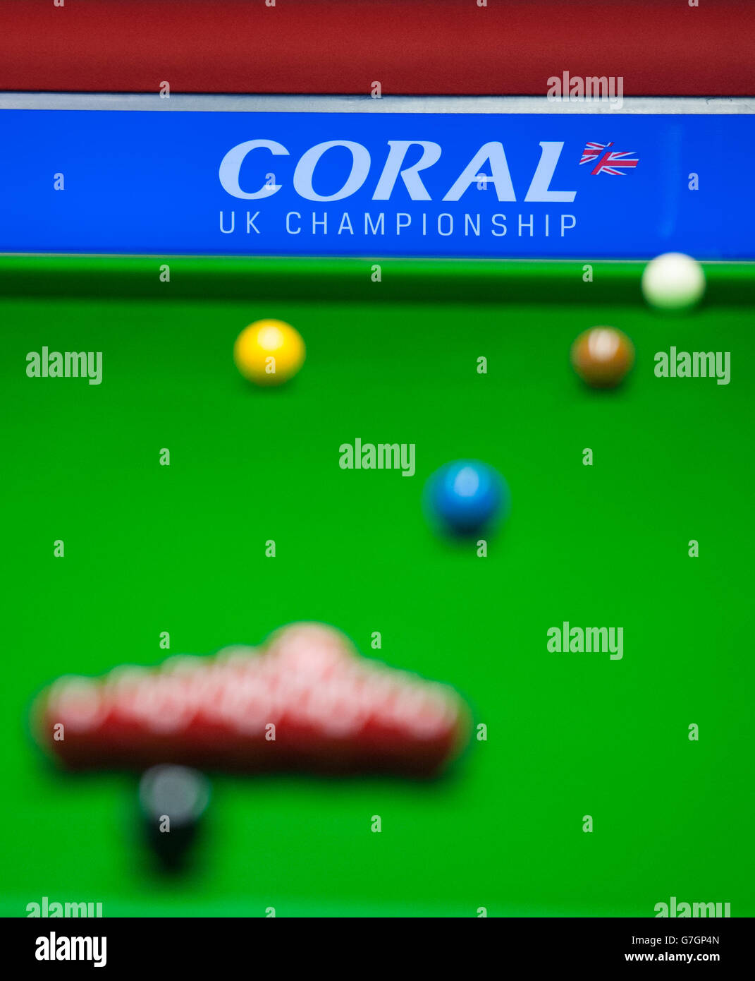 Coral branding around the tables during the 2014 Coral UK Championship ...