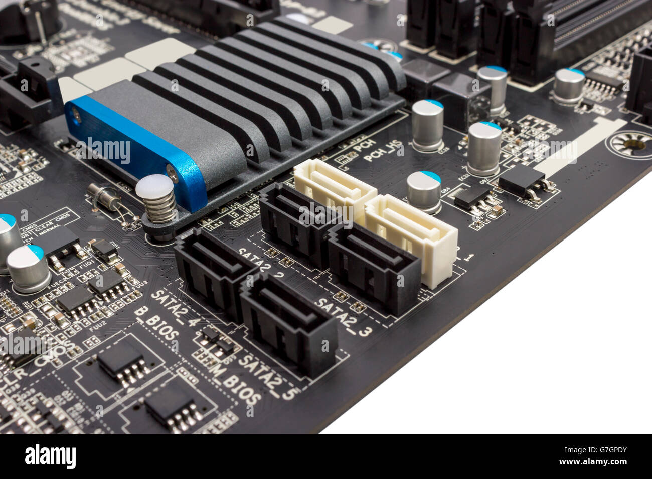 Electronics components on modern PC computer mainboard Stock Photo - Alamy