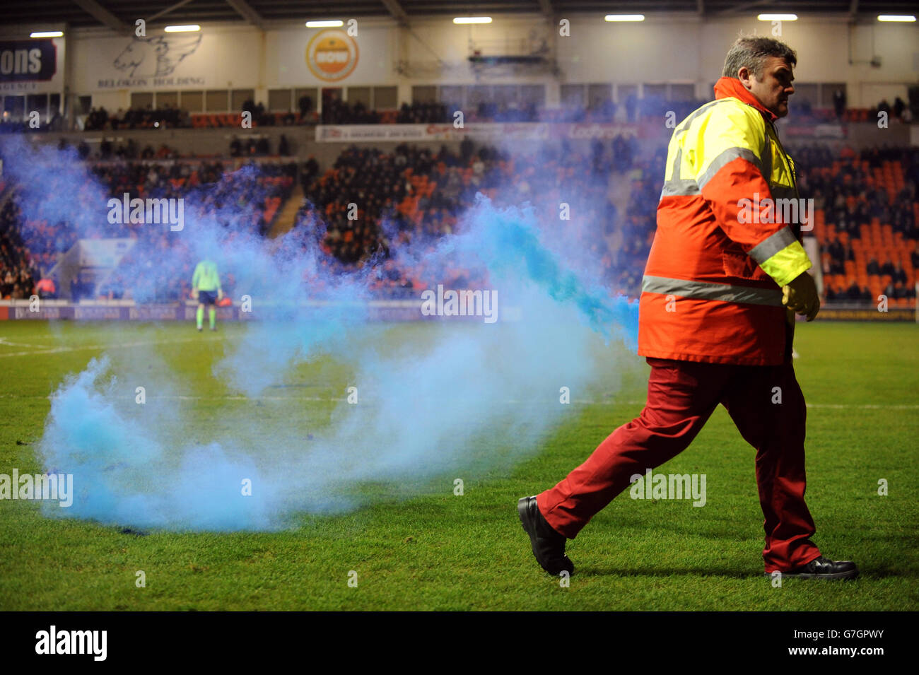 Football blue smoke flare flares full length hi-res stock photography ...