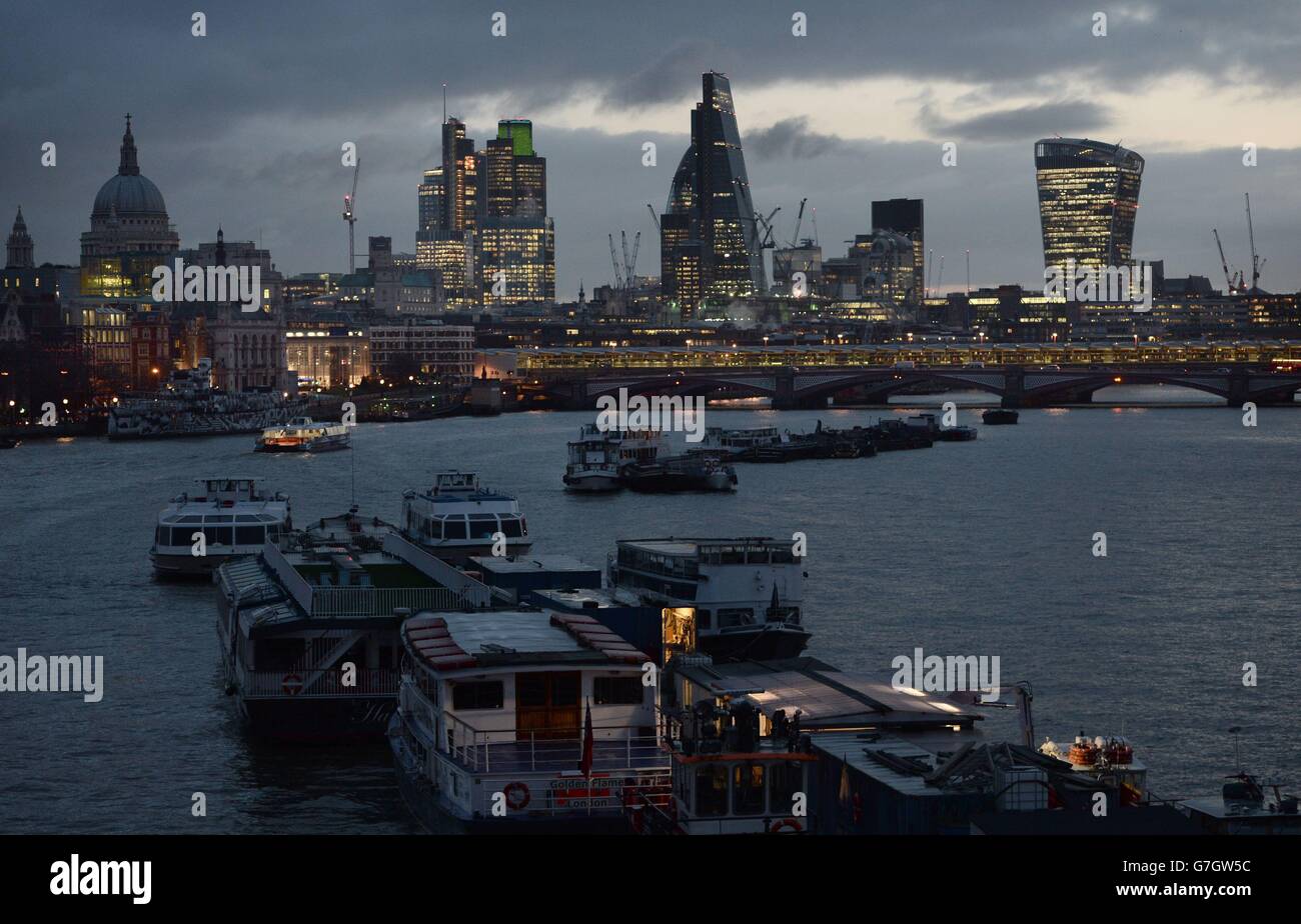 A general view of the City of London at dawn, as Britain was due to see ...