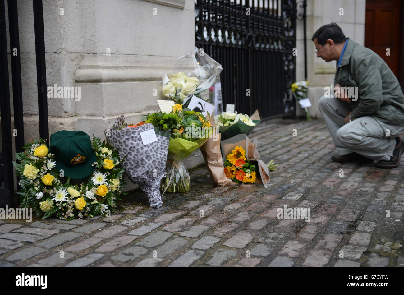 Floral tributes are left outside the Grace Gate at Lord's Cricket ...