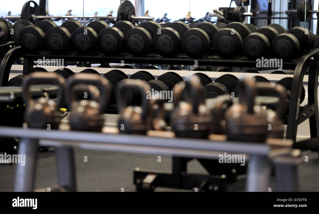 A general view of gym equipment in the gym used by the England football ...