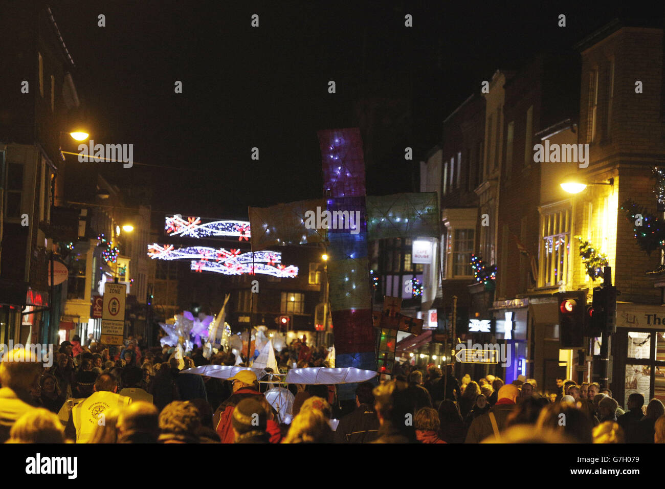 Hand made lanterns are paraded through the centre of salisbury hi-res ...