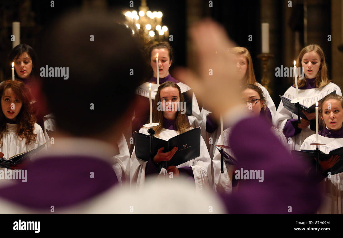 Members of the canterbury cathedral girls choir hi-res stock ...