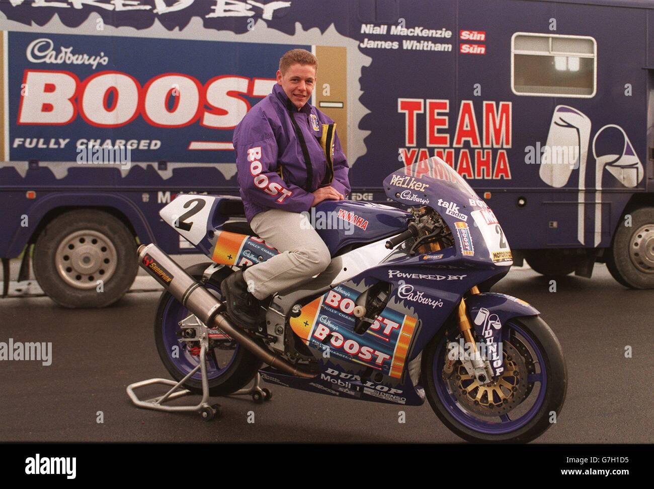 Chris Walker signs for the Cadbury's Boost Yamaha Team Stock Photo - Alamy
