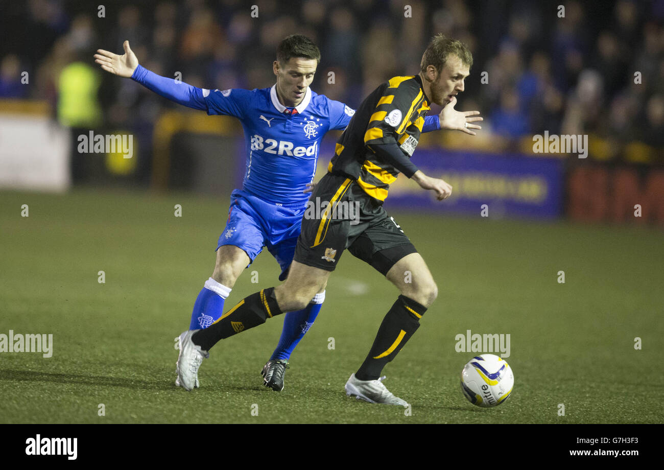 Alloa's Greig Spence (right) and Rangers Ian Black during the Petrofac ...