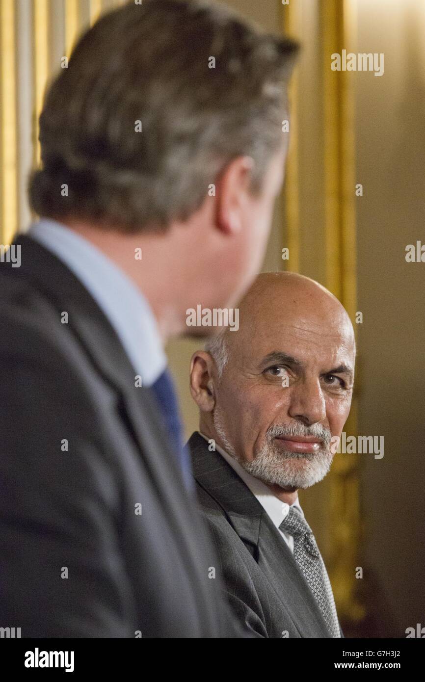 Prime Minister David Cameron (left) and Afghan president Ashraf Ghani ...